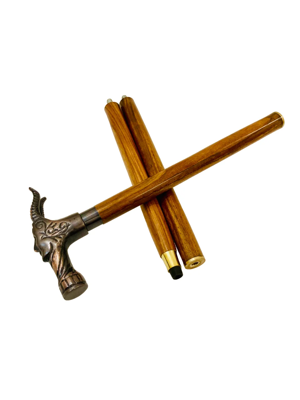 Old Man Horns Head Handle Vintage Style Wooden Walking Sticks ...