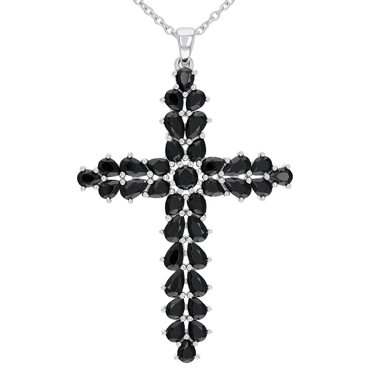 Eternal Charisma: Black Spinel Pendant With Chain,Rhodium Over Sterling ...