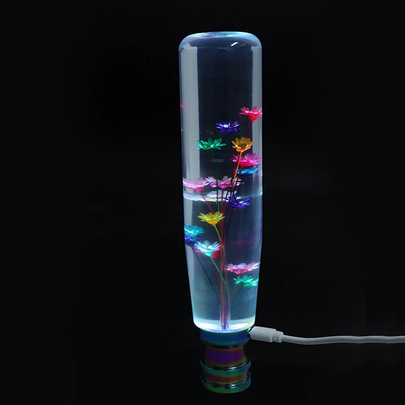 JDM Gear Shift Knob with Clear Real Flower LED Light