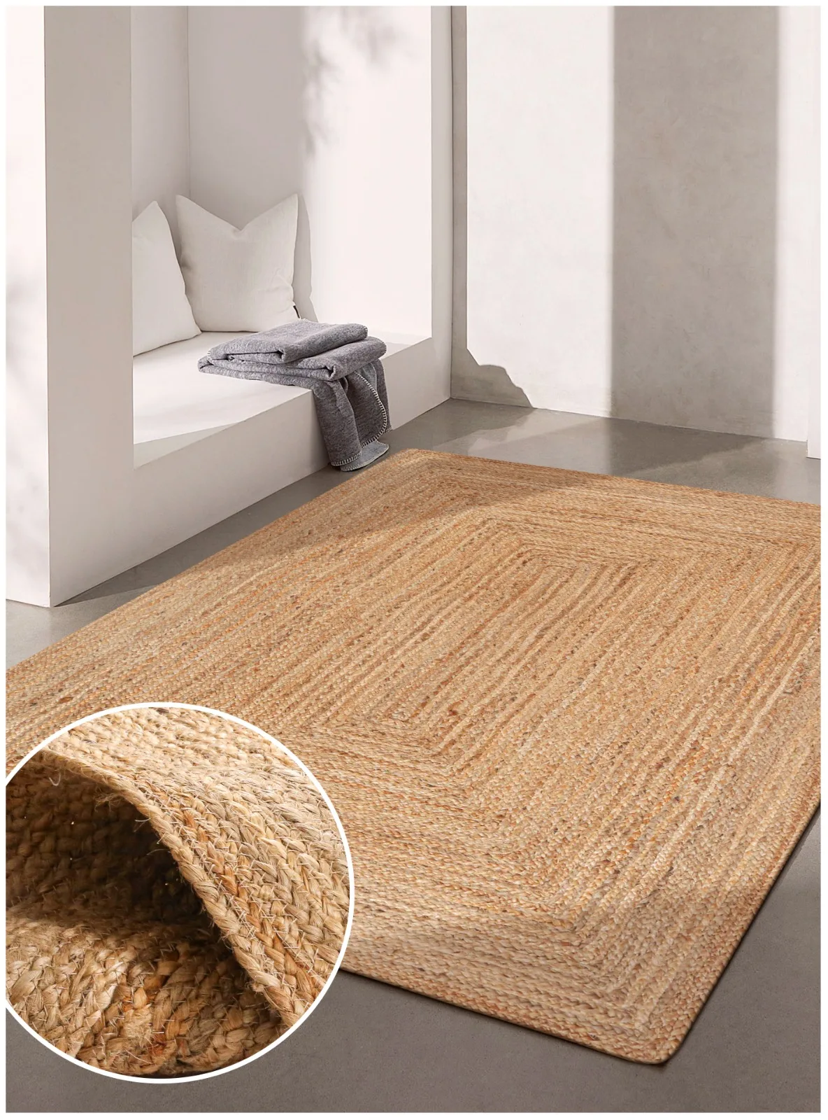 Eco-friendly Home Round Braided Jute Rugs Natural Fiber Jute Round Rugs ...