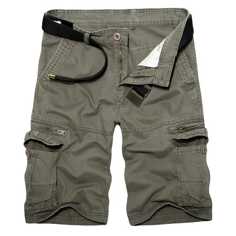 Oversize High Quality Cargo Shorts Men's Double Knee Straight Cotton ...