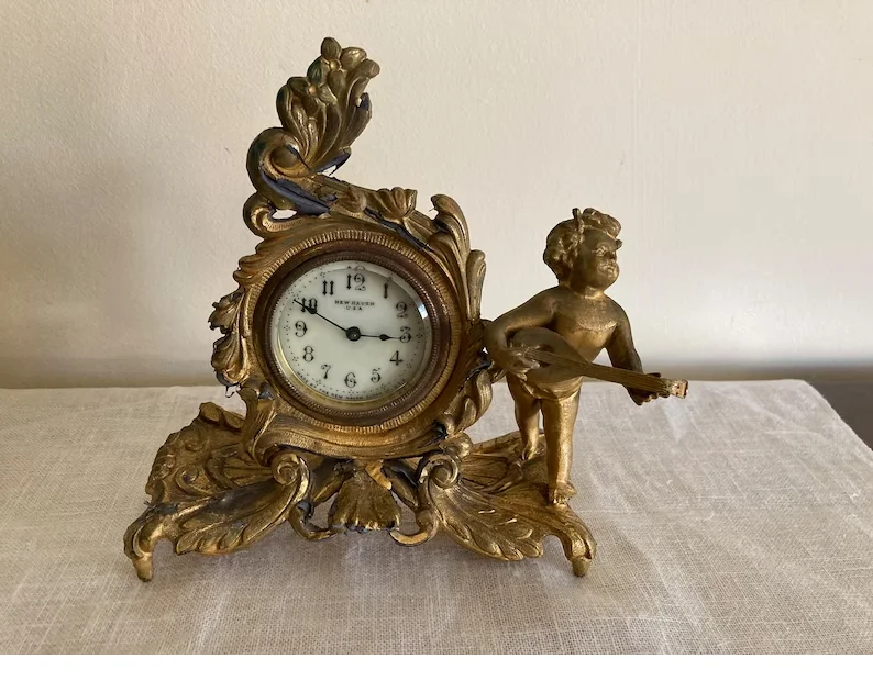 Antique New Haven Clock Company Boudoir Clock by Calvin Handicraft