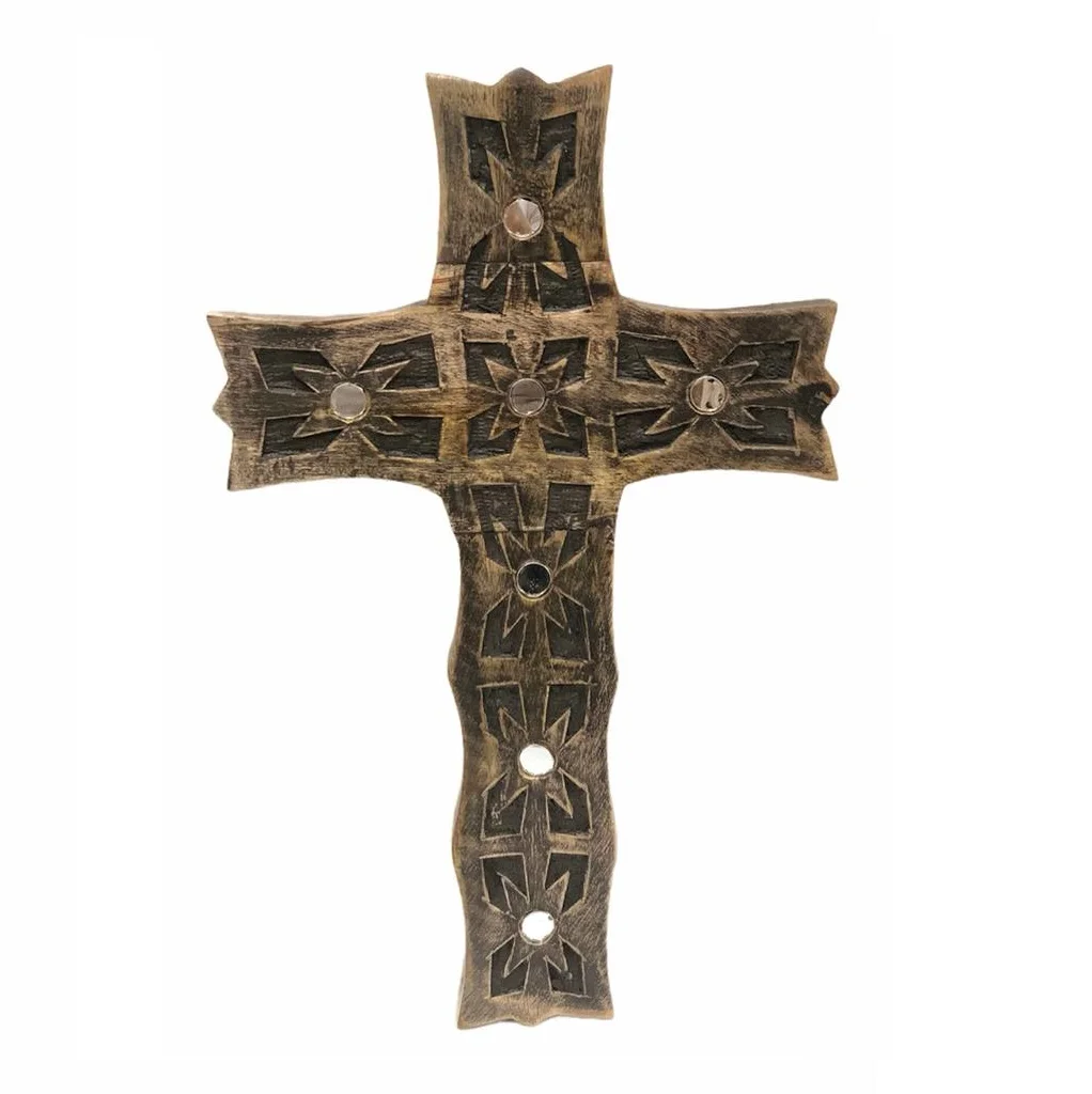 Wall Cross Wood Handmade Hanging Cross With Rustic Engraved For Home ...