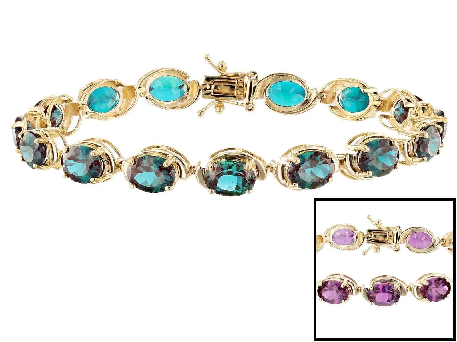 Blue Lab-created Alexandrite 14k Yellow Gold Bracelet | Elegant Fine ...
