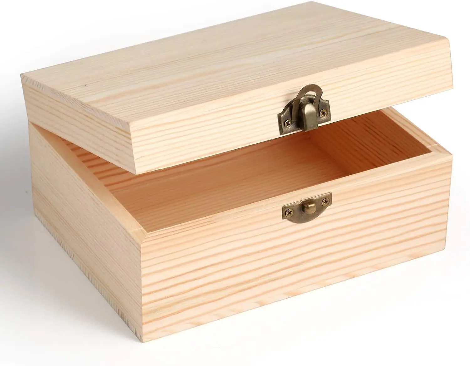 Unfinished Wooden Box With Hinged Lid For Crafts 12" X 9.2" X 3.3" Diy ...