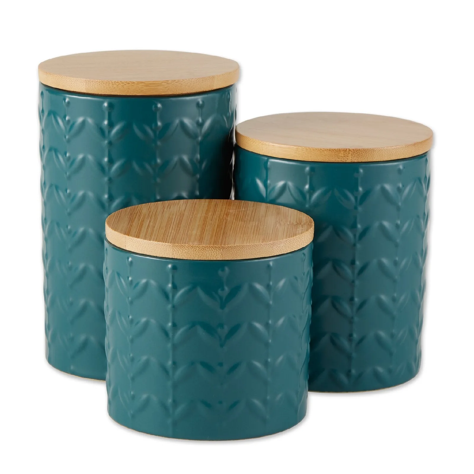Set Of Three Customized Color Metal Canister Round Shape Tabletop ...