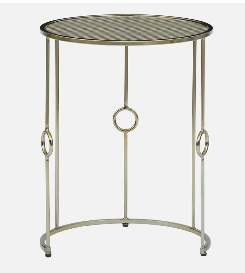 Modern Gold Finish Metal Nest Table Iron And Glass Set For Dining Hall ...