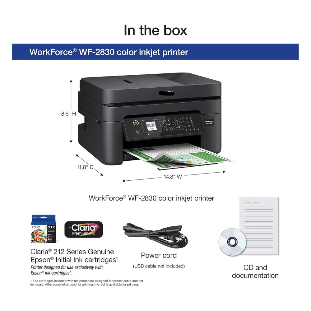 Hot Workforce Wf-2930 Wireless All-in-one Printer With Scan,Copy,Fax ...