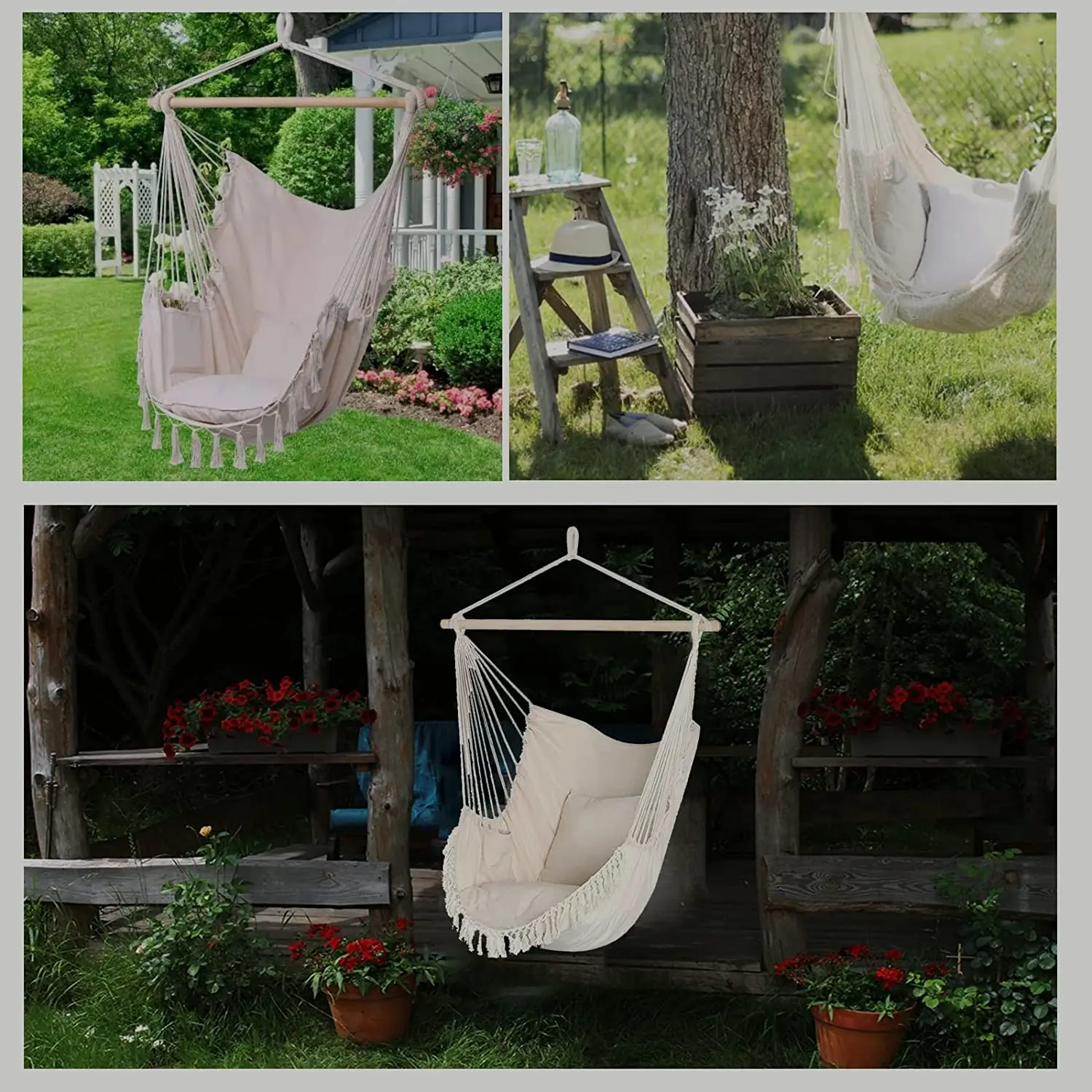 Hammock Chair Swing With Stand Adults Hanging Swing Rope Hammock For ...