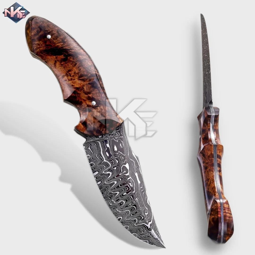 Strong Hand Crafted Fixed Blade Knife Damascus Steel Knife With Iron ...