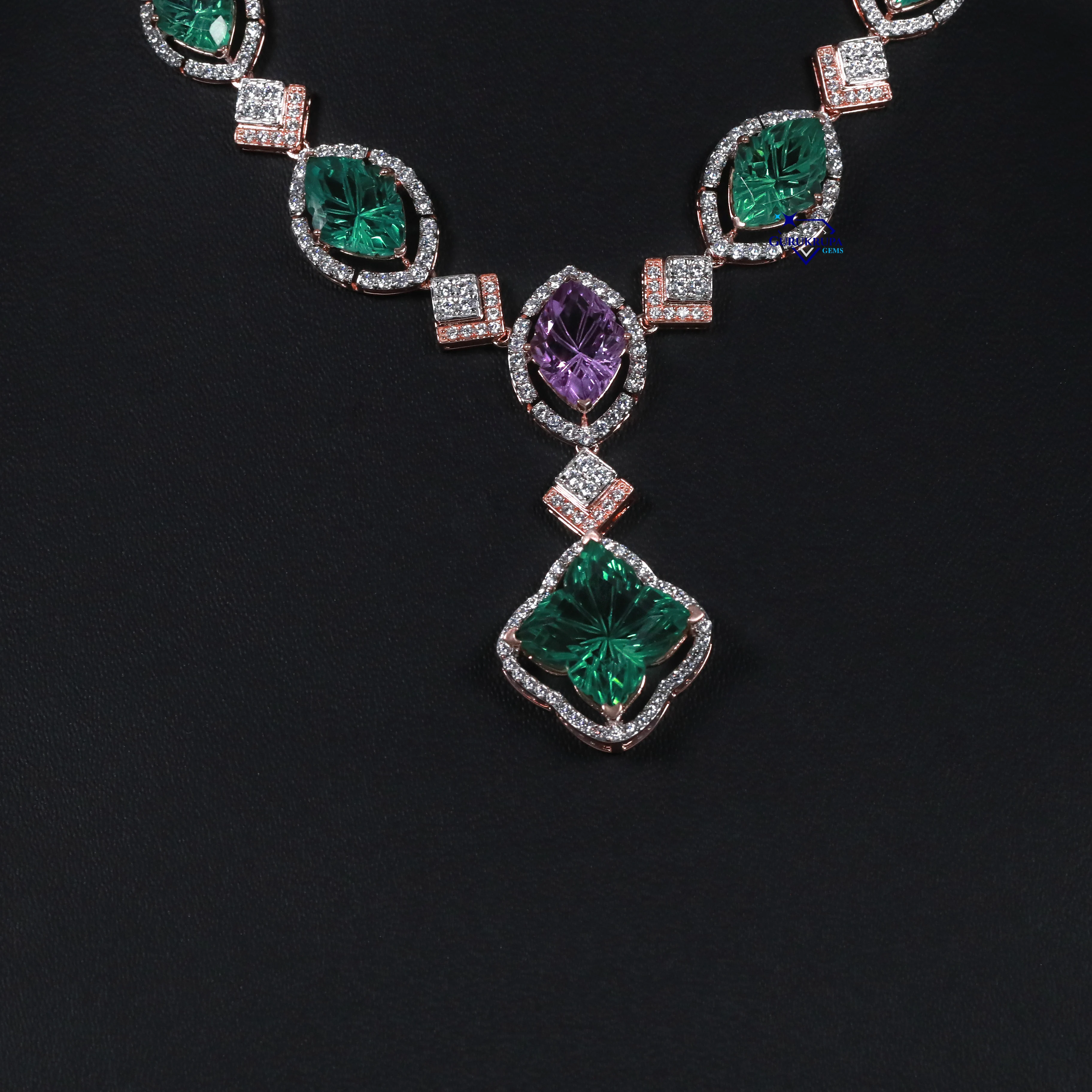 Behold This Beautiful Necklace With Gemstones Crafted In 14kt Rose Gold ...