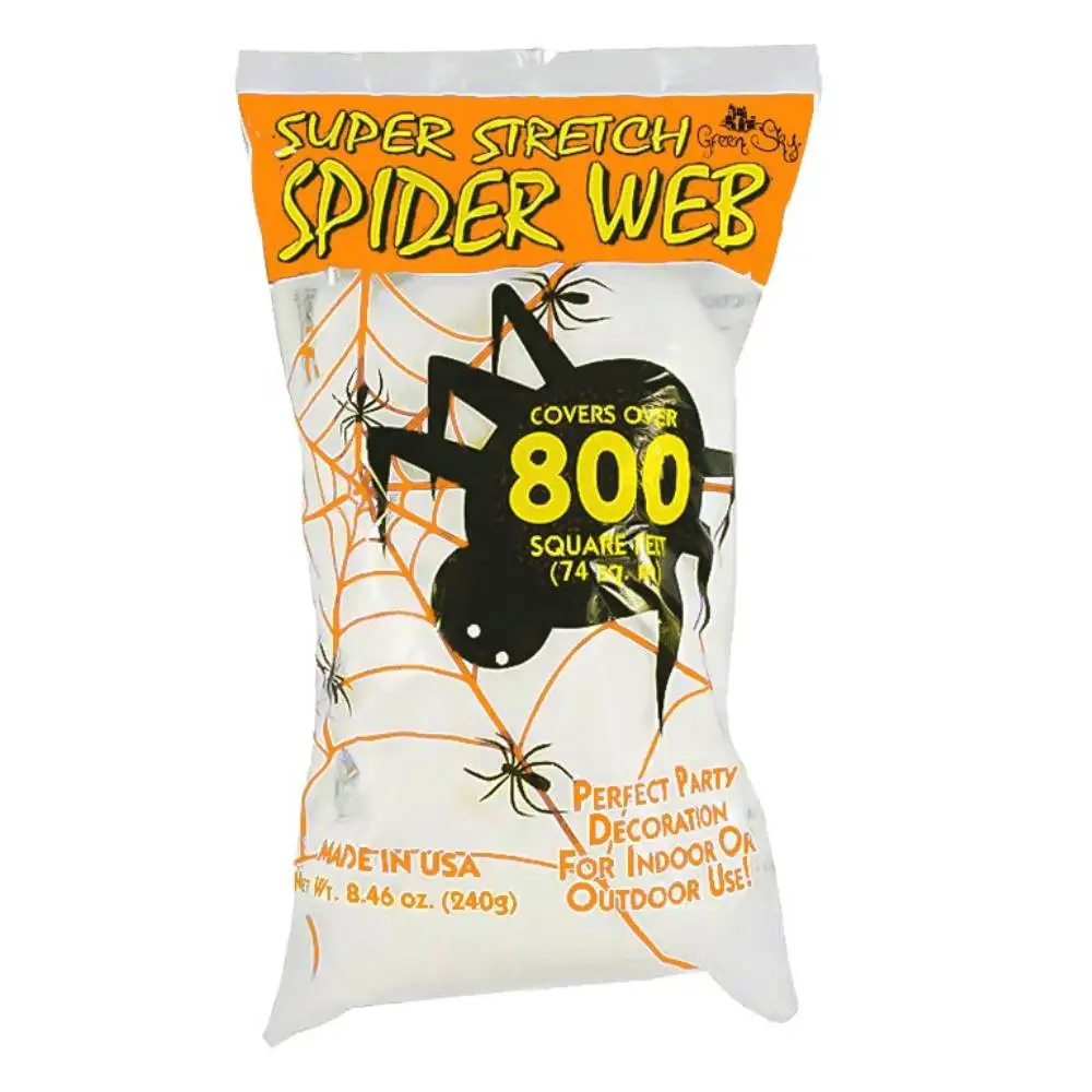 One Pack Of 800sq.ft Spiderweb With Plastic Spiders Halloween ...