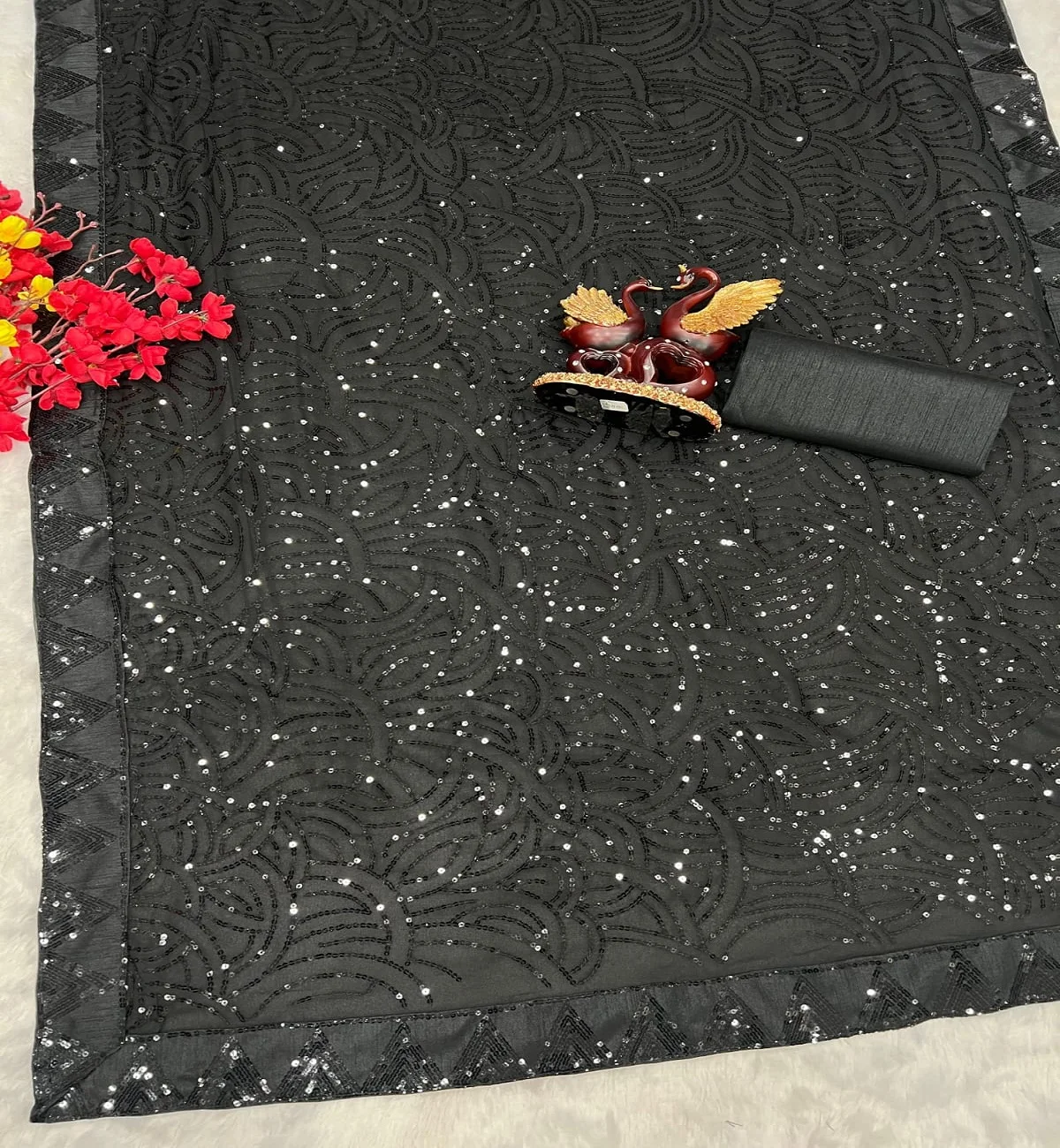 Designer Sequence Saree With Unstich Blouse White Colour - Buy Saree ...