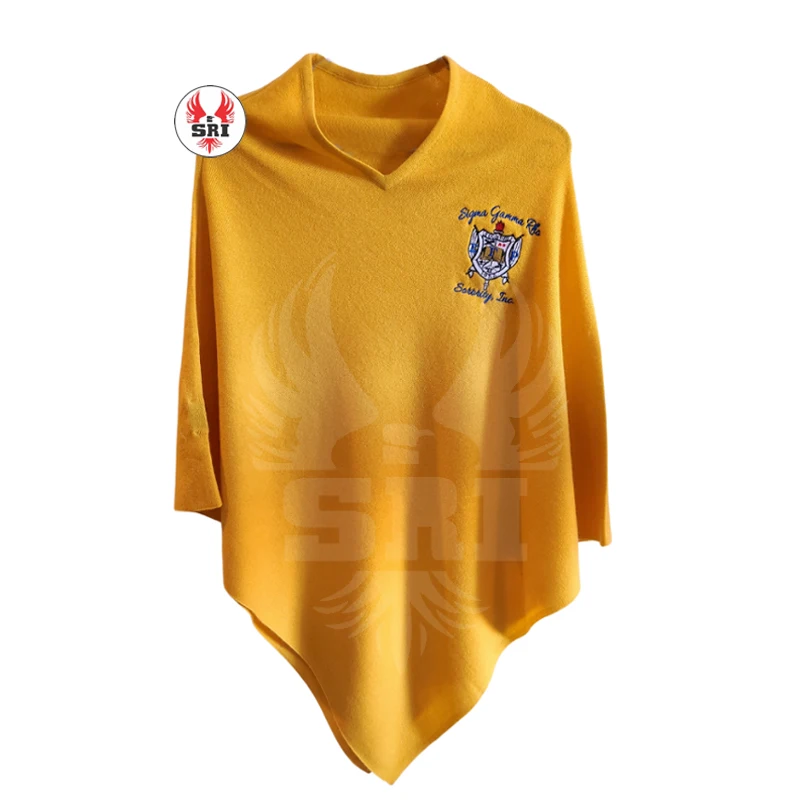 Custom Women's Color Block Sigma Gamma Rho Shawl Wrap Cape Knitted ...