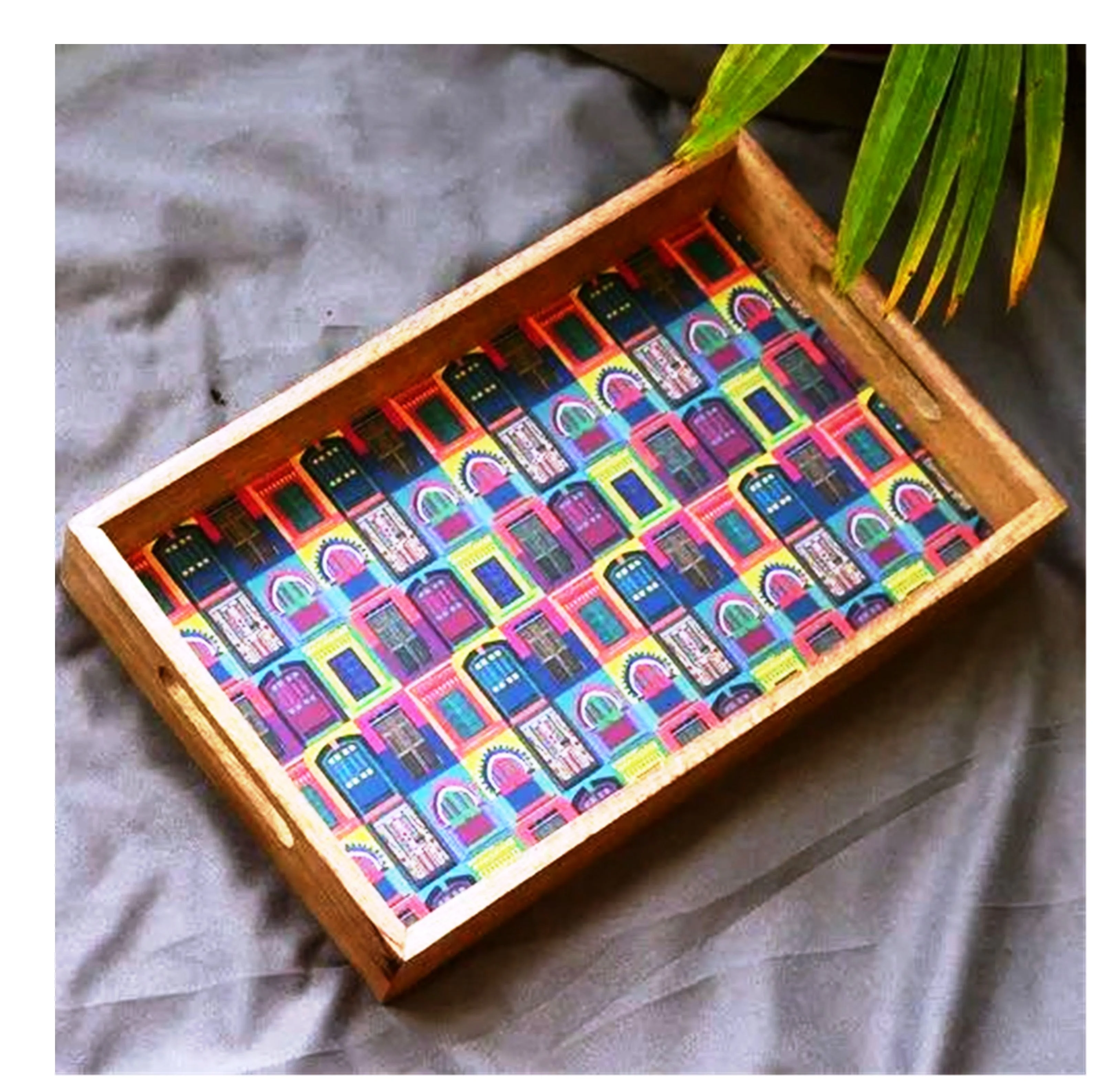 MDF Wood MOP Zigzag Design Tray Small 8 X 5 Inch Serving Tray Latest ...