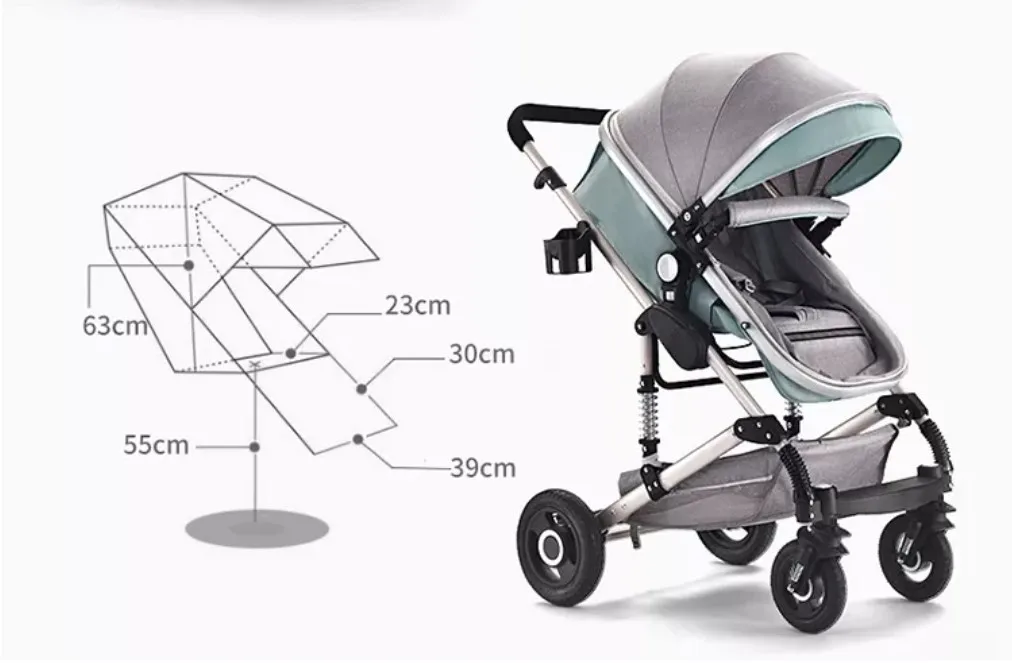 Hot Mom Baby Stroller: Baby Carriage With Adjustable Seat Height Angle ...
