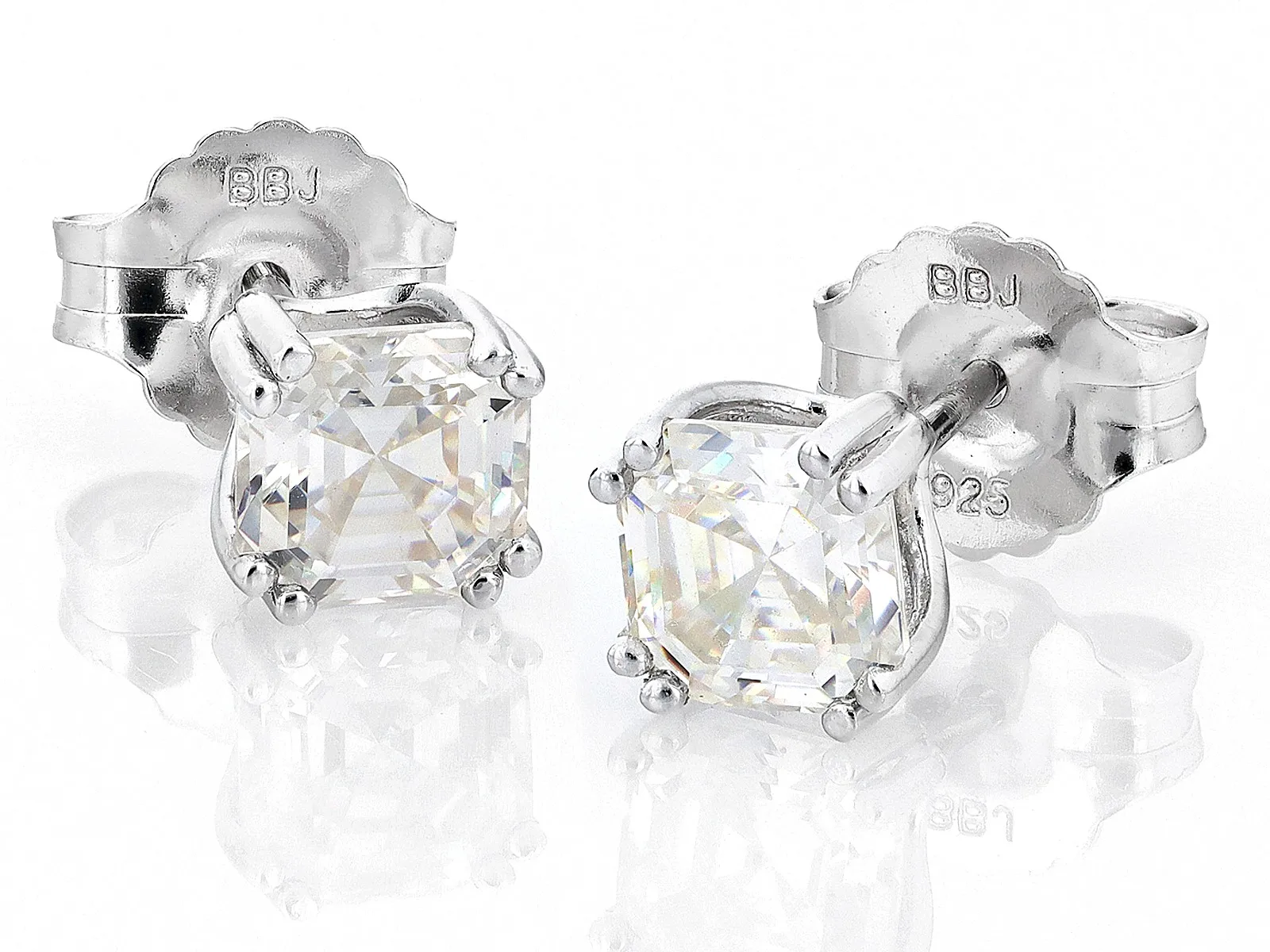 Strontium Titanate Rhodium Over Sterling Silver Stud Earrings,Elegant ...