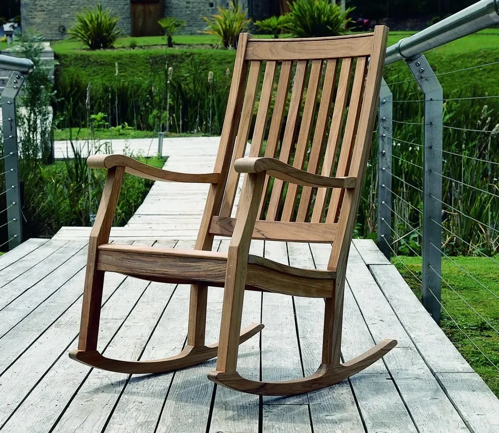 Garden Teak Rocking Chair Natural Weather Resistance Safety Package for ...