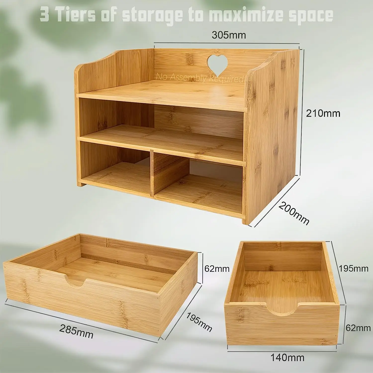 Bamboo Desk Organizer with Drawers - Stylish Storage