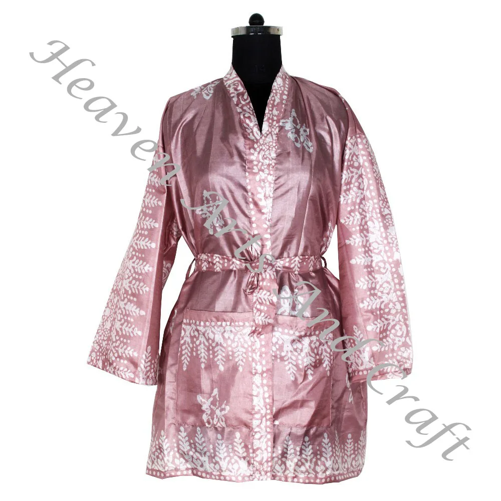 KS013 Bohemian Summer Vintage Sari Kimono Short Wrap Dress Sleeve Silk ...