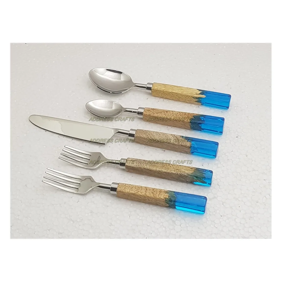 High Quality Stainless Steel Cutlery Flatware Set With Resin Wood ...