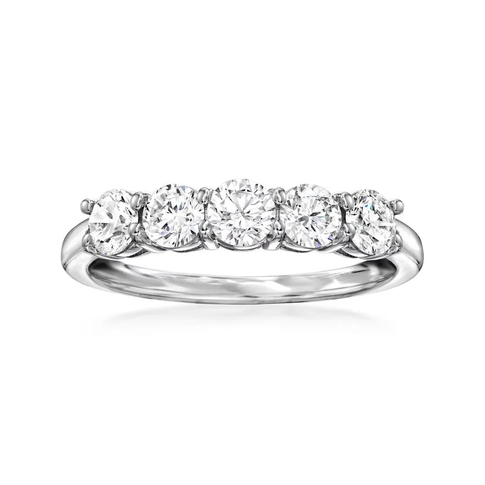 Lab-grown Diamond Five-stone 14k White Gold Ring | Elegant Fine Jewelry ...