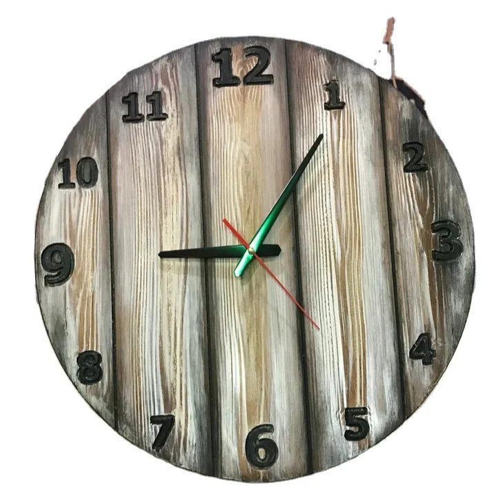 New Arrival 2024 Vintage Wood Interior Wall Clock Round Wood Wall ...