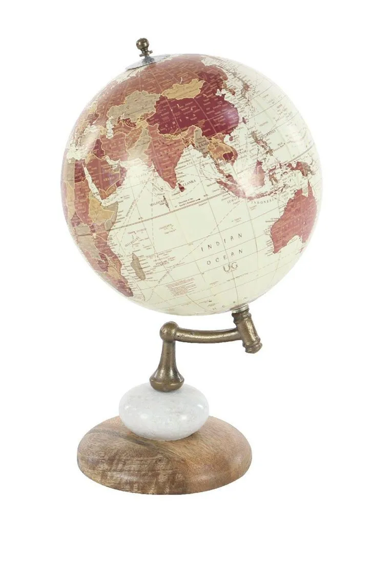 Best Wooden Look Globe Base In Half White Color Globe Home Decor Office ...