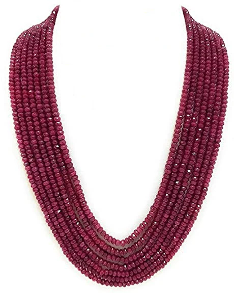 Luxury 7 Layered Ruby Necklace with Red Onyx - Fashion Jewelry for ...