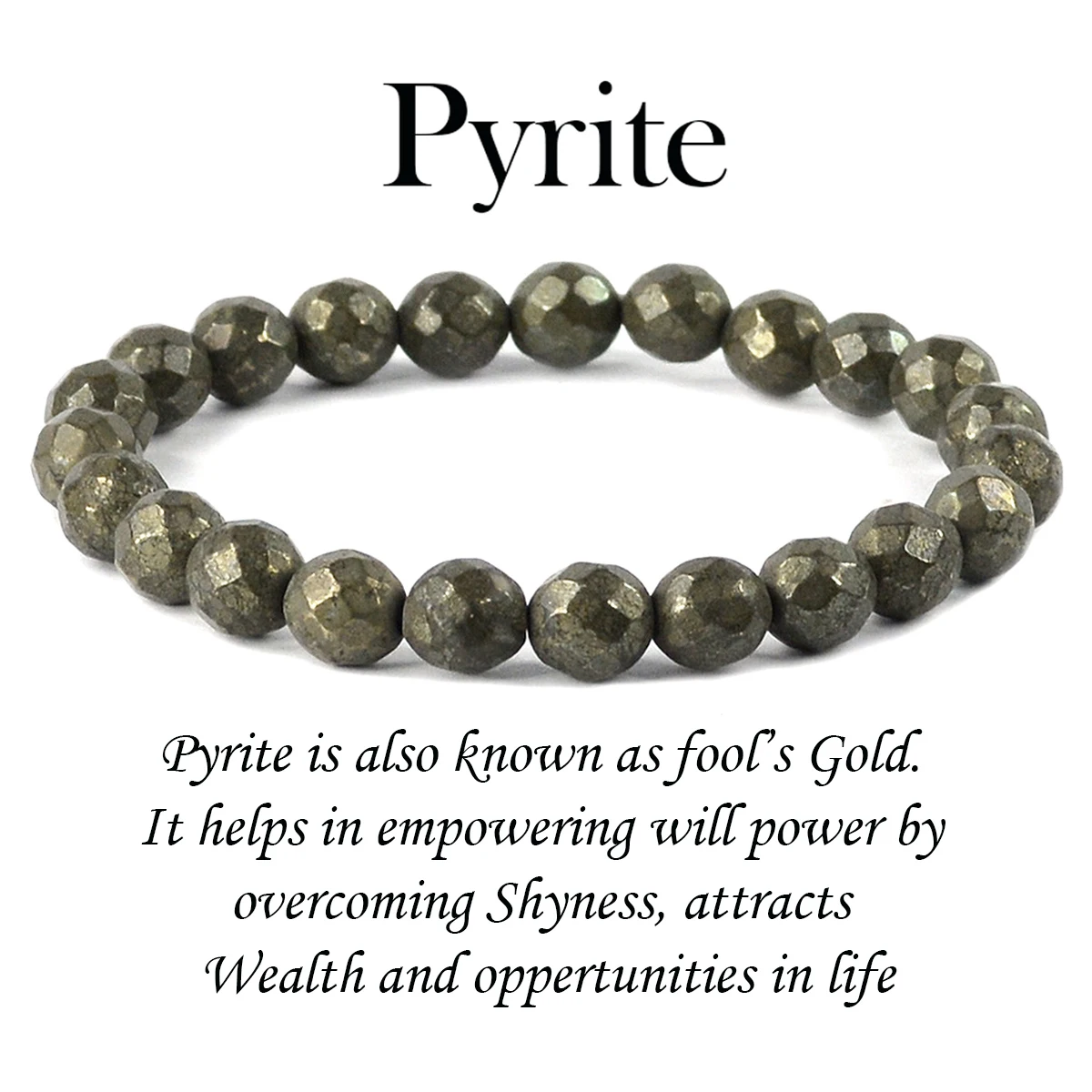 Reiki Crystal Products Natural Pyrite 8mm Beads Faceted Diamond Cut ...