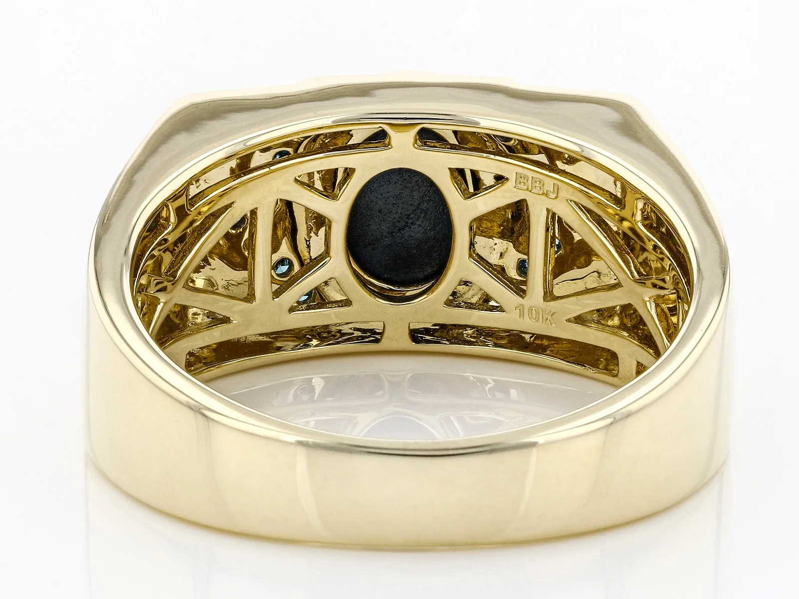 Stellar Aura: Blue Star Sapphire 10k Yellow Gold Men's Ring | Elegant ...