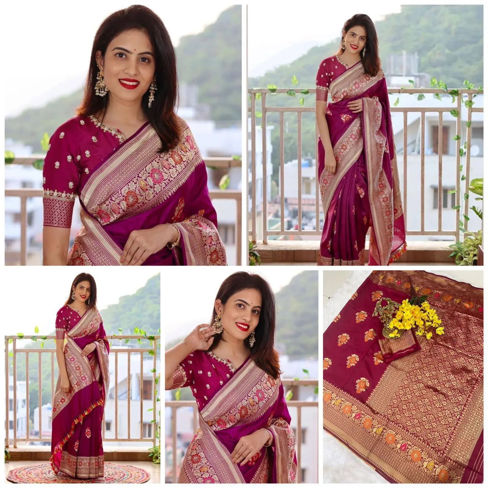 Infinity Dark Navy Blue & Pink Border Soft Lichi Silk Saree ,Jacquard ...