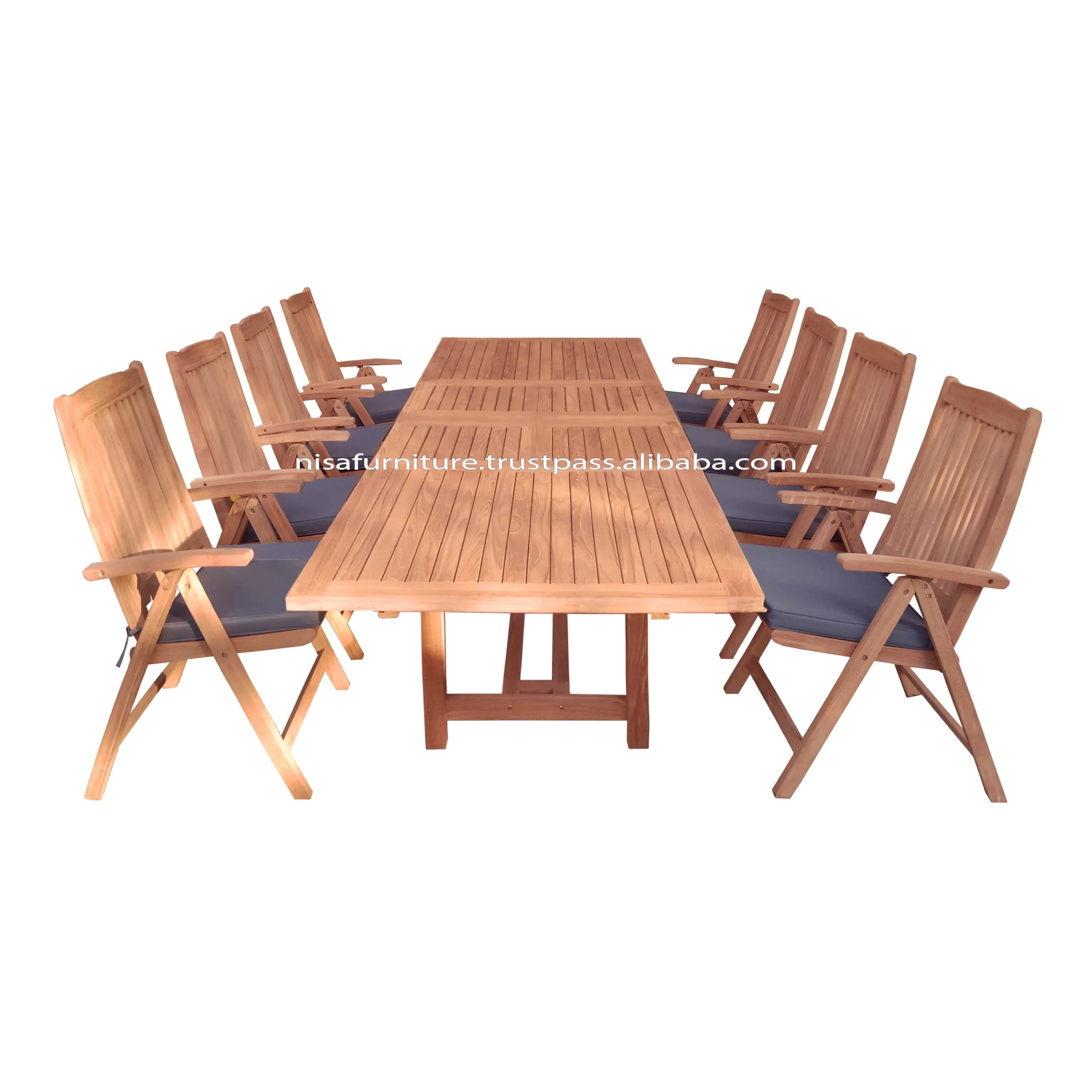3m Langer Esstisch - Outdoor Teak Wooden Table & Chairs