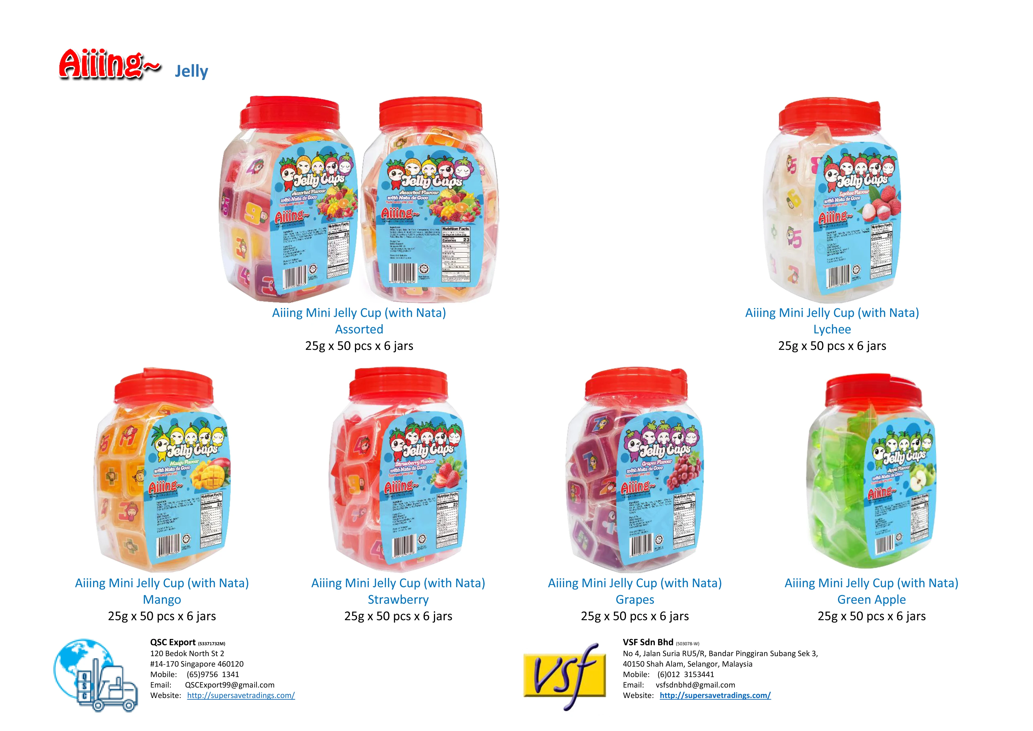 Aiiing Fruit Jelly Sticks Aiiing Jelly Straw 40g X 40 Pcs X 6 Jars ...