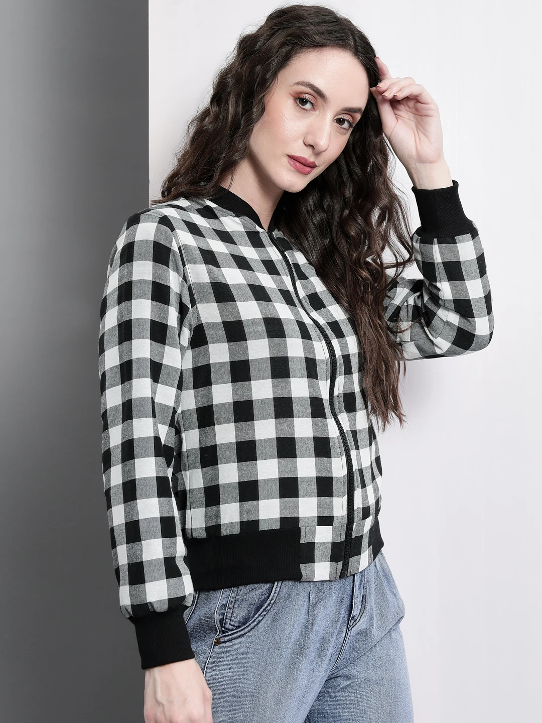 Lowest Prices Full Sleeve Checkered Sports Jackets For Women Wearing ...
