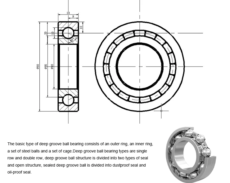 Low Noise 6203 Bearing Zz 2rs Deep Groove Ball Bearing 6203zz Bearing ...