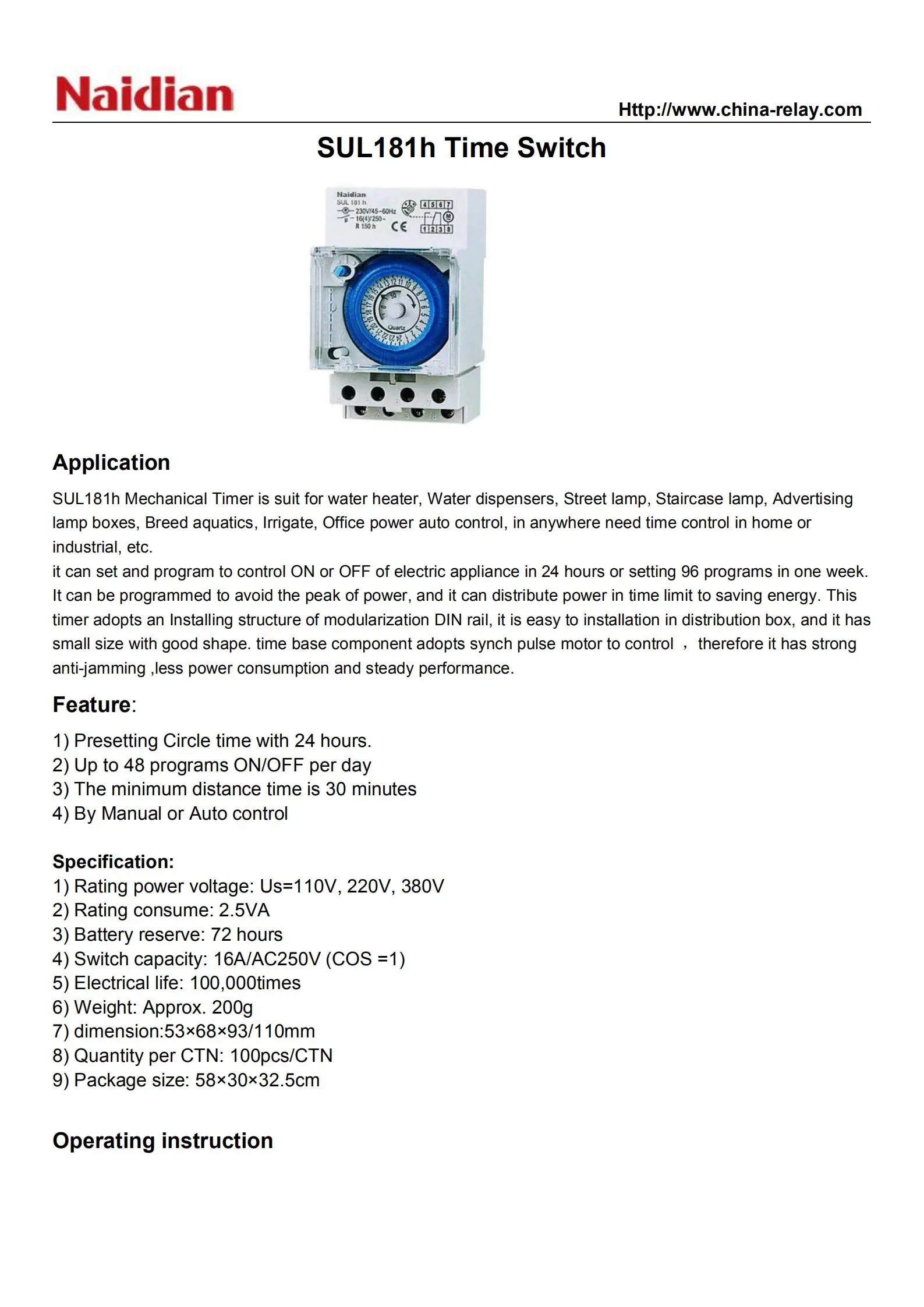 24h SUL181H Timer Switch - Reliable 3 Phase Electrical Timer