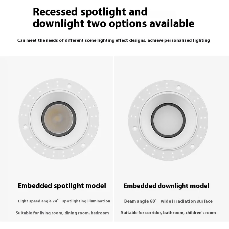 4000K Cob Frameless Spotlight Modern Anti-Glare Pre-Embedded Downlight ...