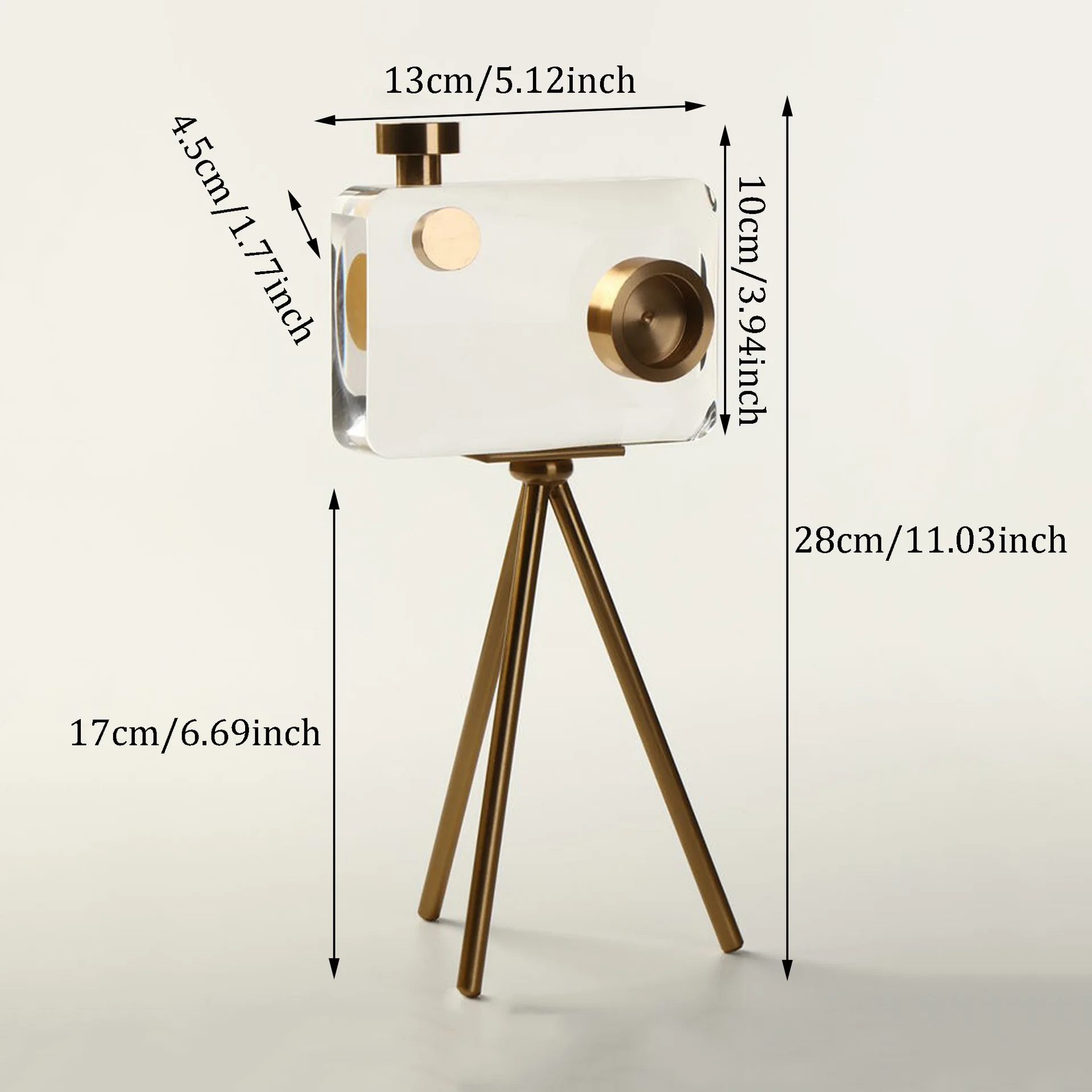 Elegant Modern Luxury Golden Crystal Camera Model Decor