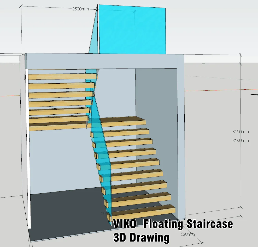 Iso Certified Luxury Indoor Steel Stringer Floating Staircase Steel ...