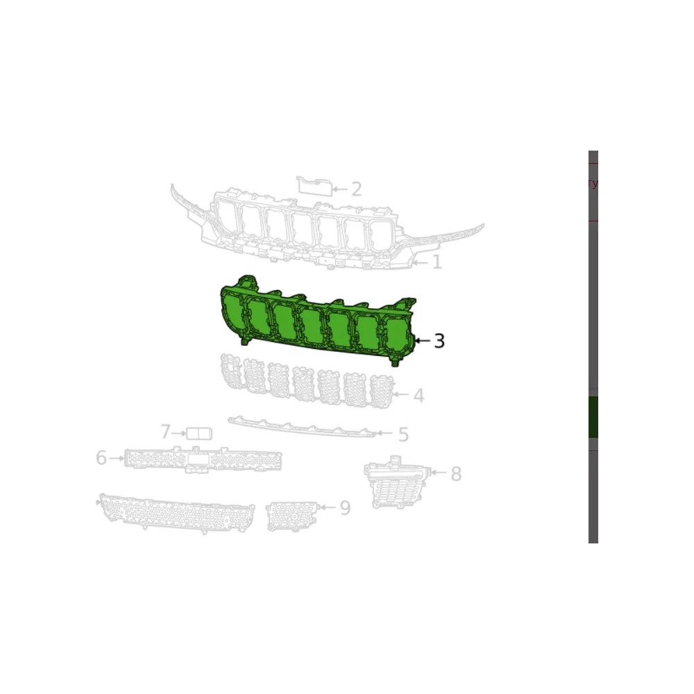 Upper grille for jeep grand cherokee 2021 2022 2023 oem 68507747AB ...