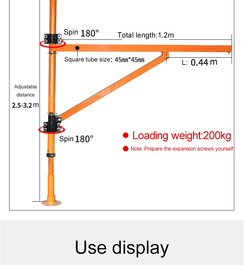 200kg Lifting Equipment Small Portable Wall Bracket Electric Hoist Jib ...