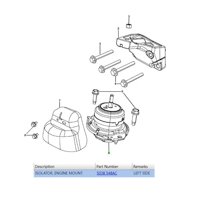 05038548AC Engine Mount for Jeep Grand Cherokee Dodge Durango 3.0L 3.6L ...