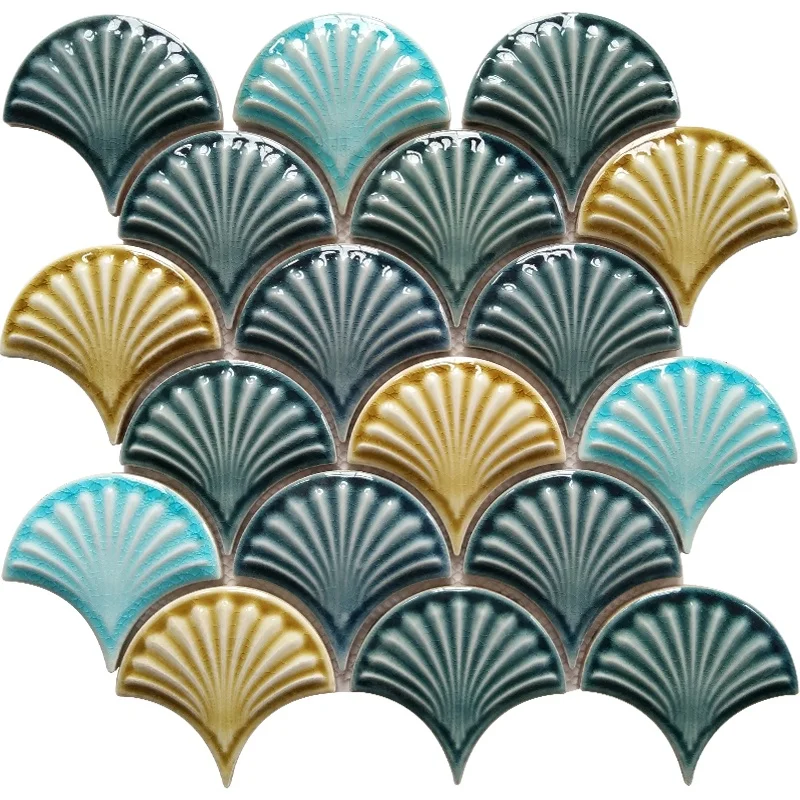 Bathroom Swimming Pool Pattern Wall Fish Scale Ceramic Tiles Mosaic for ...