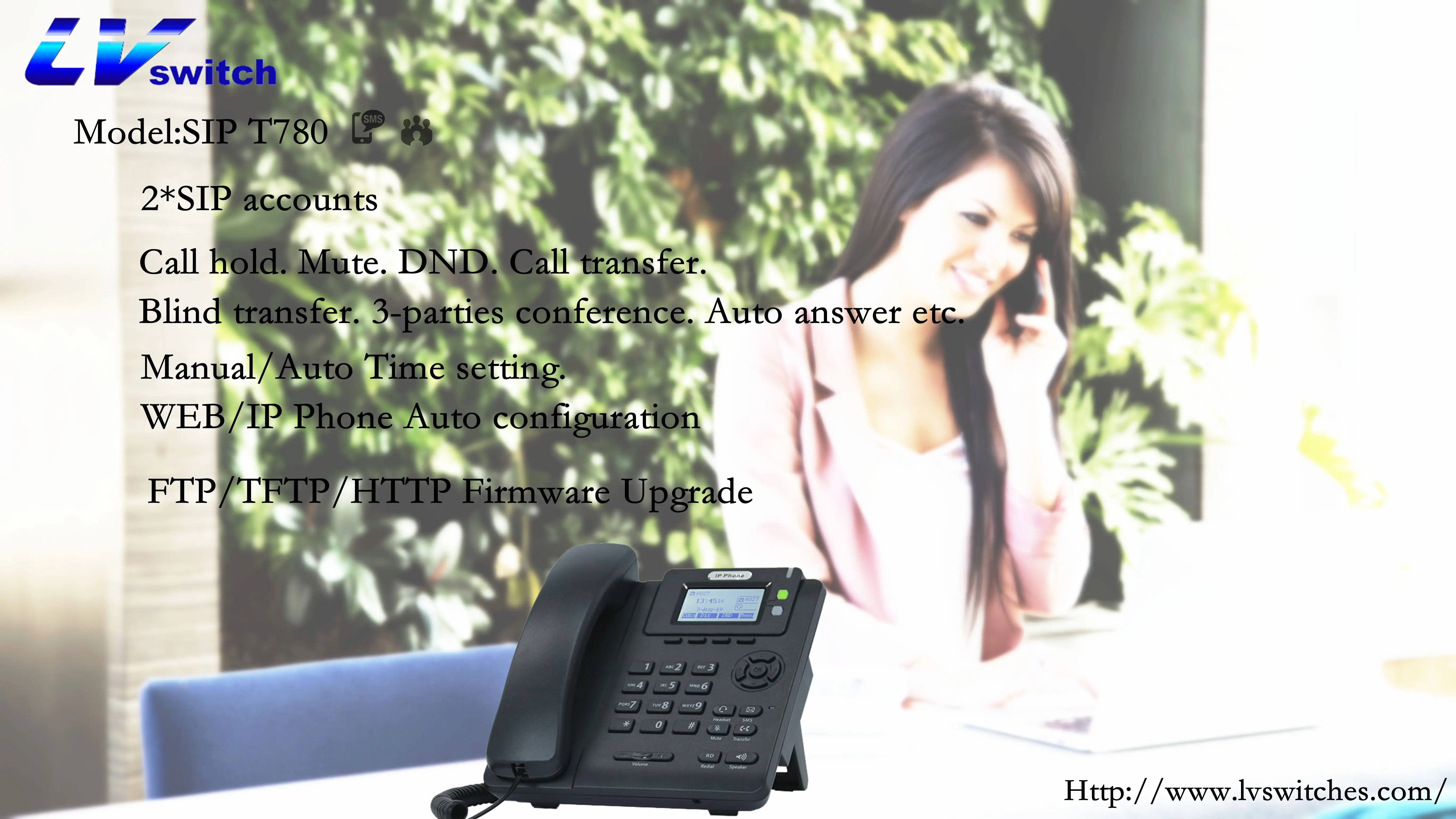 Sip Phone With 2 Sip Lines Security Features Support Vlan (802.1pq ...