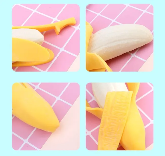 Pt Custom Squishy Toys Soft Stress Relief Rubber Spoof Peeled Banana ...