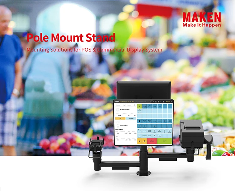 Dual screen stand countertop monitor stand pos mounting solution