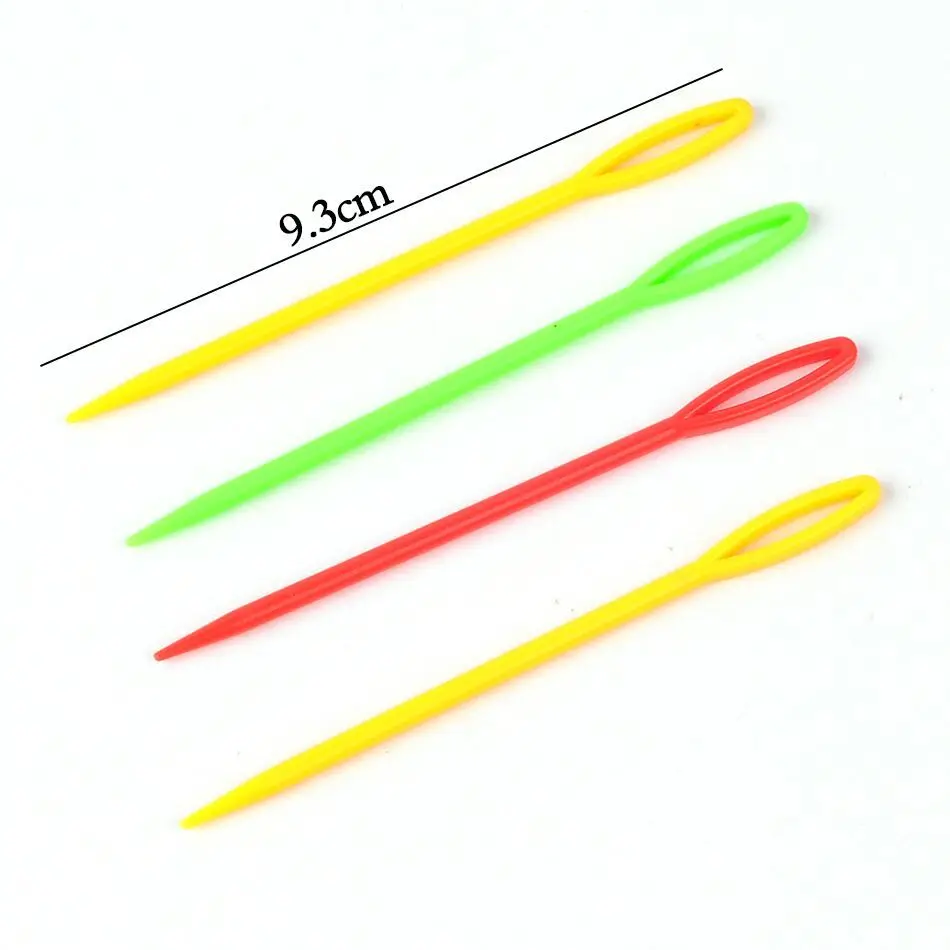 7cm 100 Pcs Per Bag Colorful Large Eye Plastic Sewing Needles Safety ...
