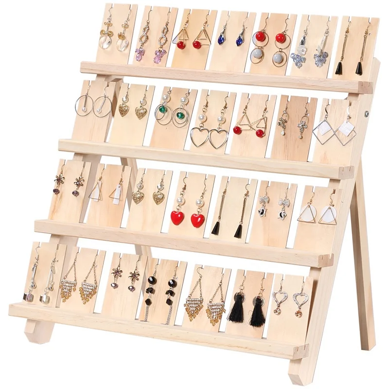 Papan Display Anting-anting Kayu Solid Empat Lapis,Display Perhiasan ...