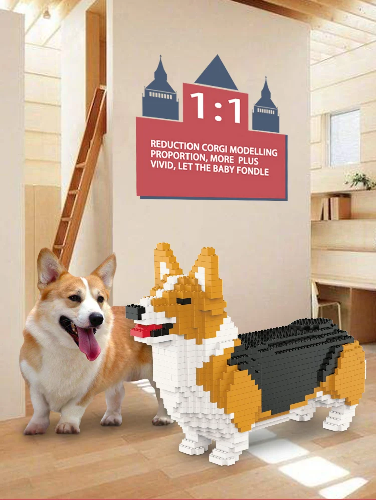 Rq Corgi Block Dog Building Set 1520pcs Animals Building Blocks 1:1 ...